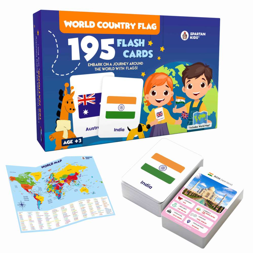 195 Country Flag Flash Cards | Educational for Kids – Spartan Kids